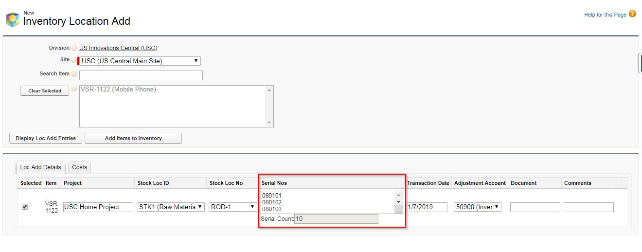 Using and Processing Serialized Items